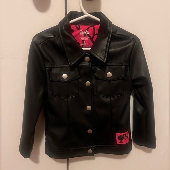 Barbie | Jackets & Coats | Barbie Embroidered Faux Leather Jacket 4t ...